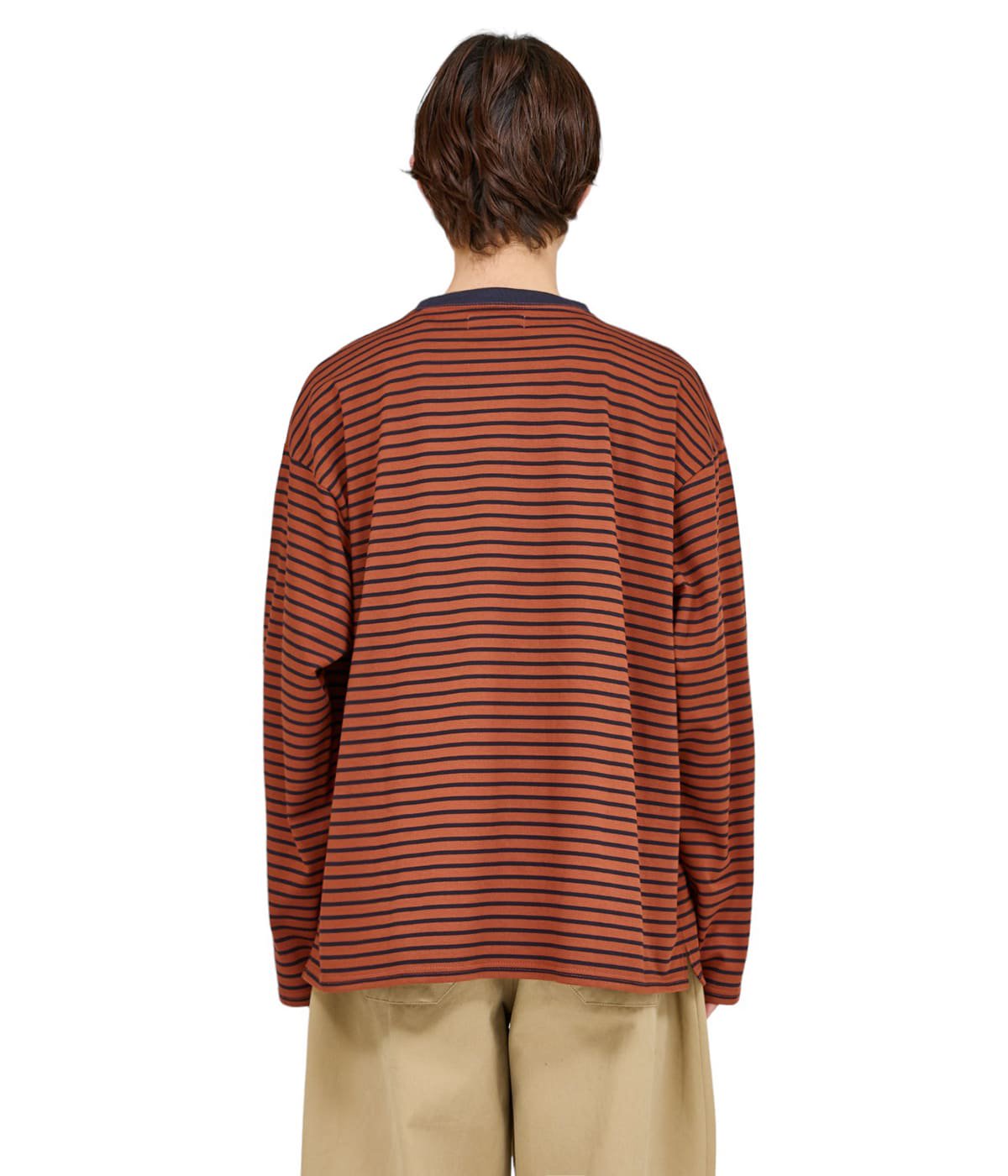 CREW NECK TEE L/S - organic cotton knit border - | marka(マーカ) / トップス ...